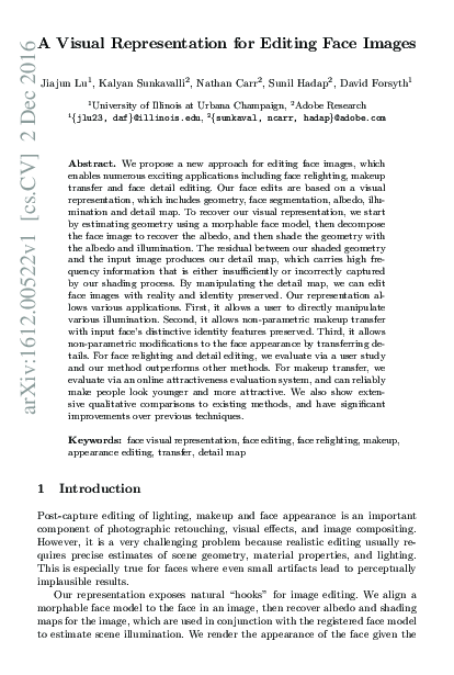 (PDF) A Visual Representation for Editing Face Images