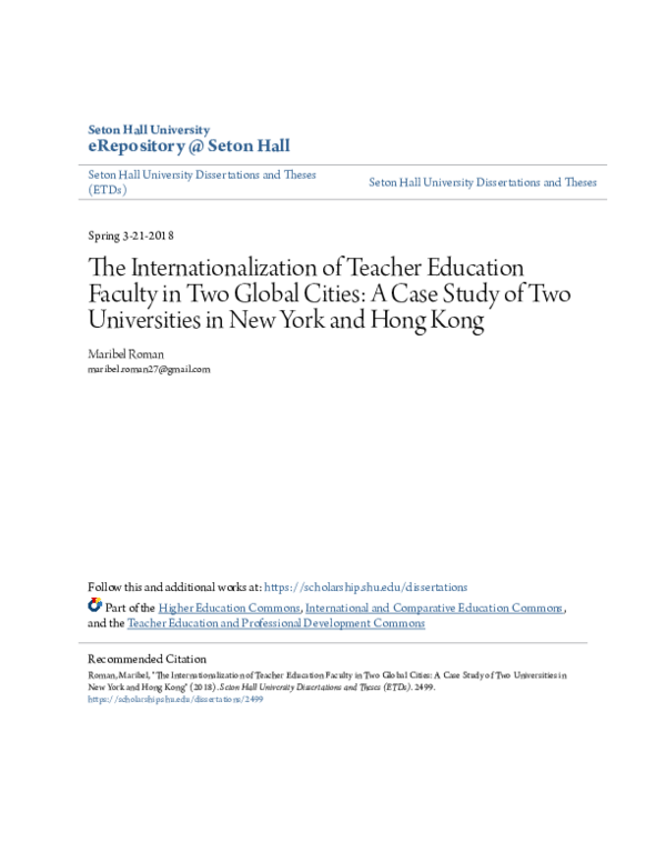 (PDF) The Internationalization of Teacher Education Faculty in Two ...