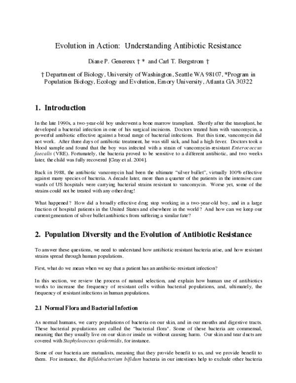 (PDF) Evolution in action: understanding antibiotic resistance