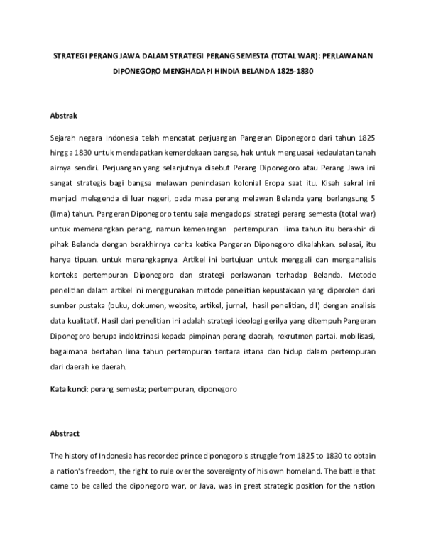 (DOC) STRATEGI PERANG JAWA DALAM STRATEGI PERANG SEMESTA (TOTAL WAR ...