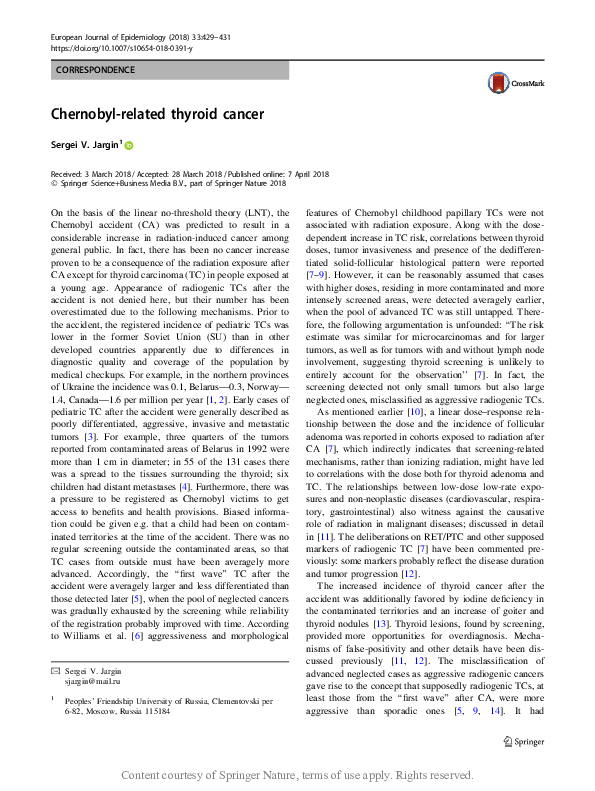 (PDF) Chernobyl-related thyroid cancer