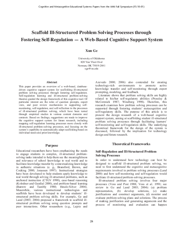 (PDF) Scaffold Ill-Structured Problem Solving Processes through Fostering Self-Regulation—A Web ...