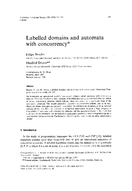 Pdf Labelled Domains And Automata With Concurrency