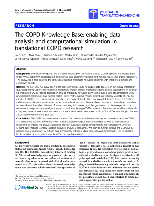 (PDF) The COPD Knowledge Base: enabling data analysis and computational simulation in ...