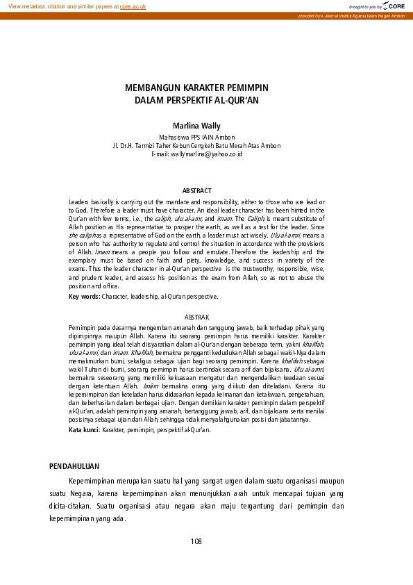 (PDF) Membangun Karakter Pemimpin Dalam Perspektif Al-Qur’An