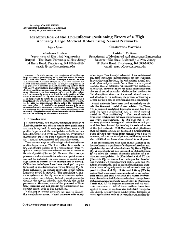 (PDF) Identification of the end-effector positioning errors of a high accuracy large medical ...