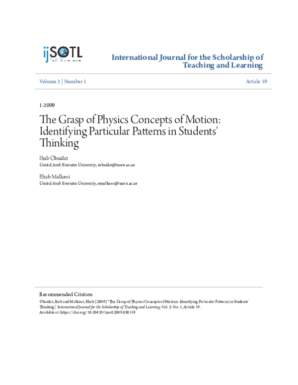 (PDF) The Grasp of Physics Concepts of Motion: Identifying Particular ...