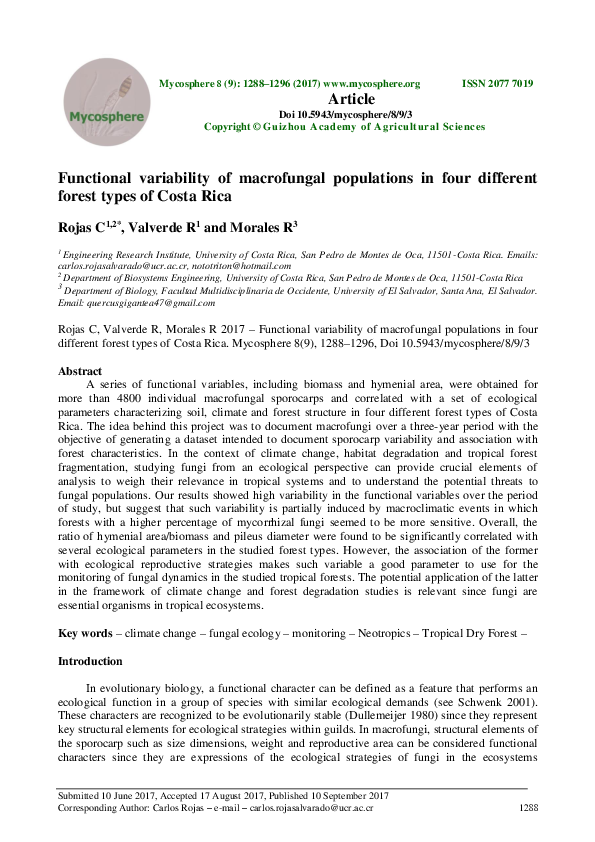 (PDF) Functional variability of macrofungal populations in four ...