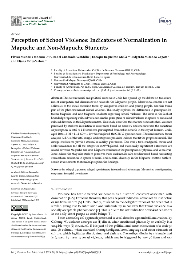 (PDF) Perception of School Violence: Indicators of Normalization in ...