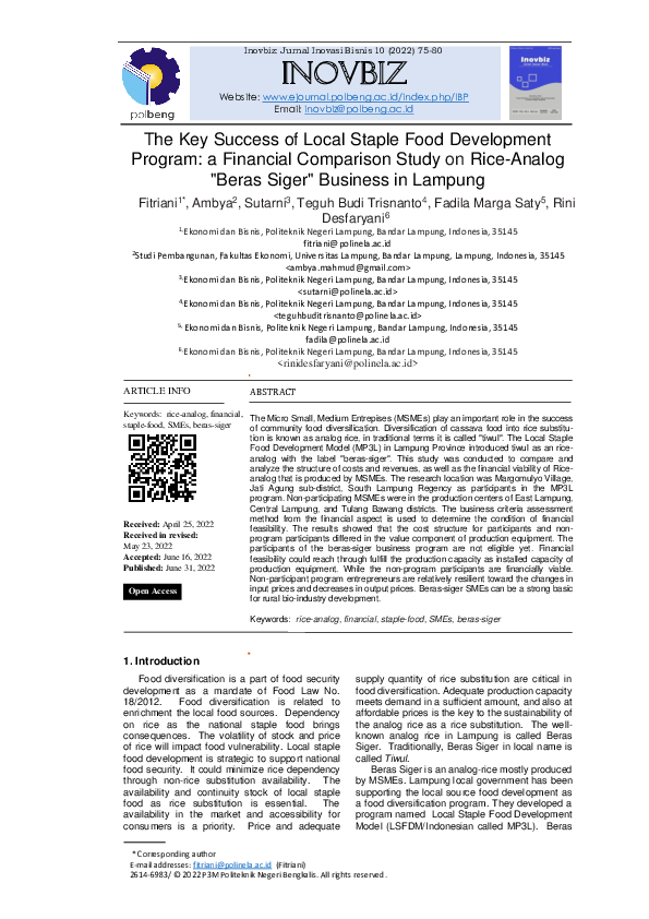 (PDF) The Key Success of Local Staple Food Development Program: A ...