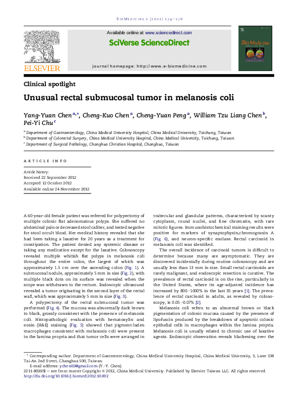 (PDF) Unusual rectal submucosal tumor in melanosis coli