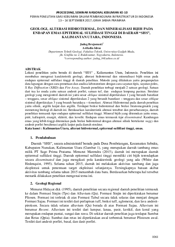 (PDF) Geologi, Alterasi Hidrotermal, Dan Mineralisasi Bijih Padadaerah ...
