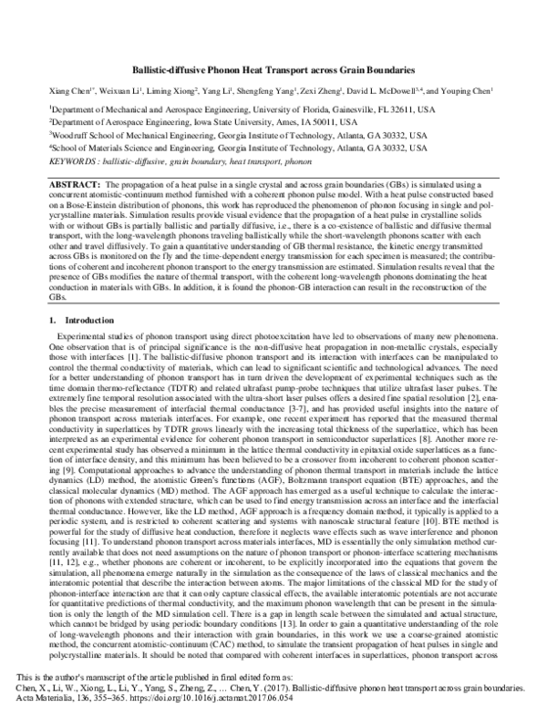 Pdf Ballistic Diffusive Phonon Heat Transport Across Grain Boundaries