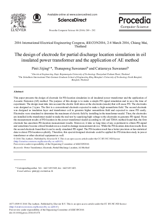 (PDF) The Design of Electrode for Partial Discharge Location Simulation in Oil Insulated Power ...