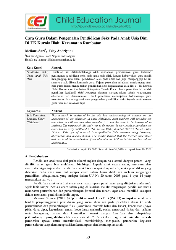 (PDF) Cara Guru dalam Pengenalan Pendidikan Seks Pada Anak Usia Dini di Tk Kurnia Illahi ...
