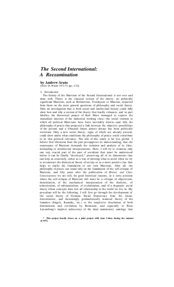 (PDF) The Second International: A Reexamination