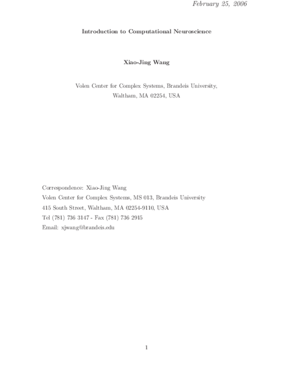 (PDF) Introduction to computational neuroscience