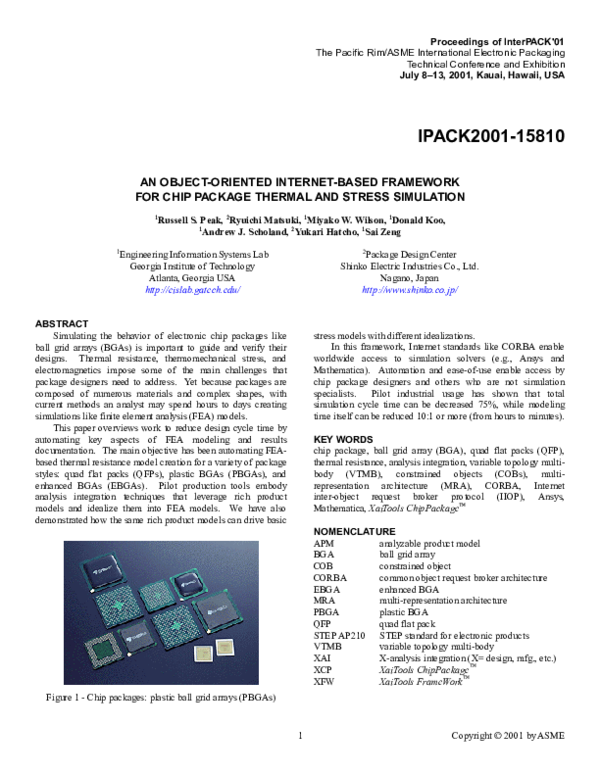 (PDF) An Object-Oriented Internet-Based Framework for Chip Package Thermal and Stress Simulation