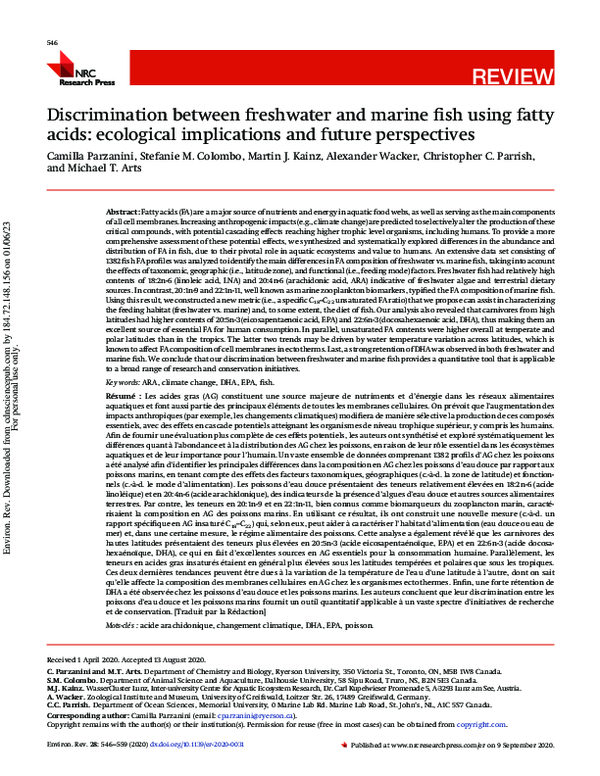 (PDF) Discrimination between freshwater and marine fish using fatty ...