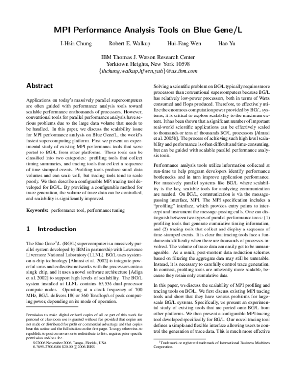 (PDF) MPI Performance Analysis Tools on Blue Gene/L