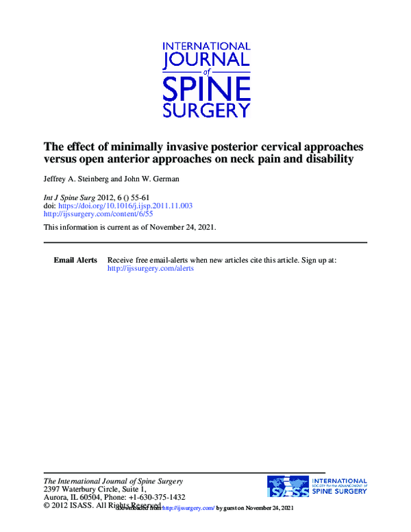 (PDF) The effect of minimally invasive posterior cervical approaches versus open anterior ...