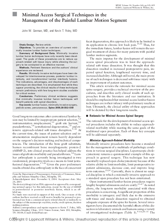 (PDF) Minimal Access Surgical Techniques in the Management of the ...