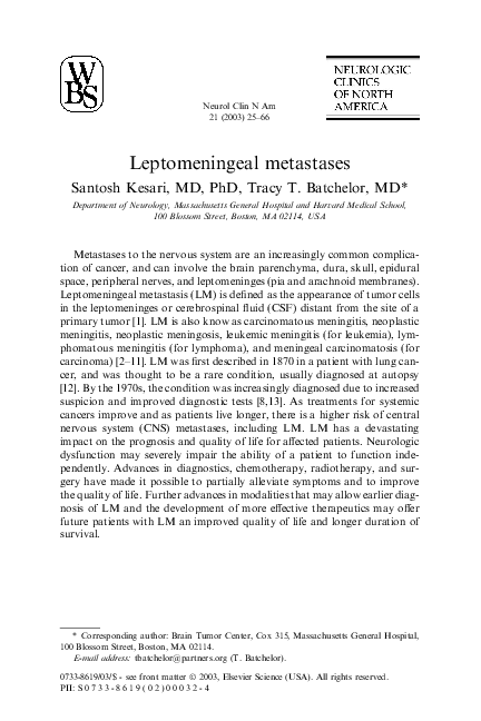 (PDF) Leptomeningeal metastases