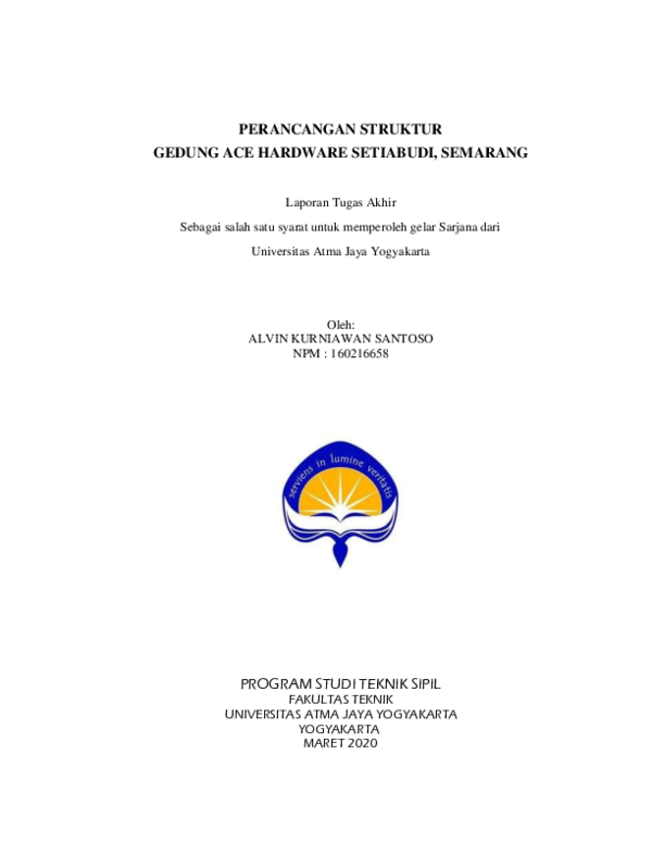 (PDF) Perancangan Struktur Gedung Ace Hardware Setiabudi, Semarang