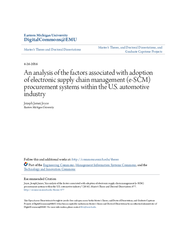 (PDF) An Analysis of the Factors Associated with Adoption of Electronic Supply Chain Management ...