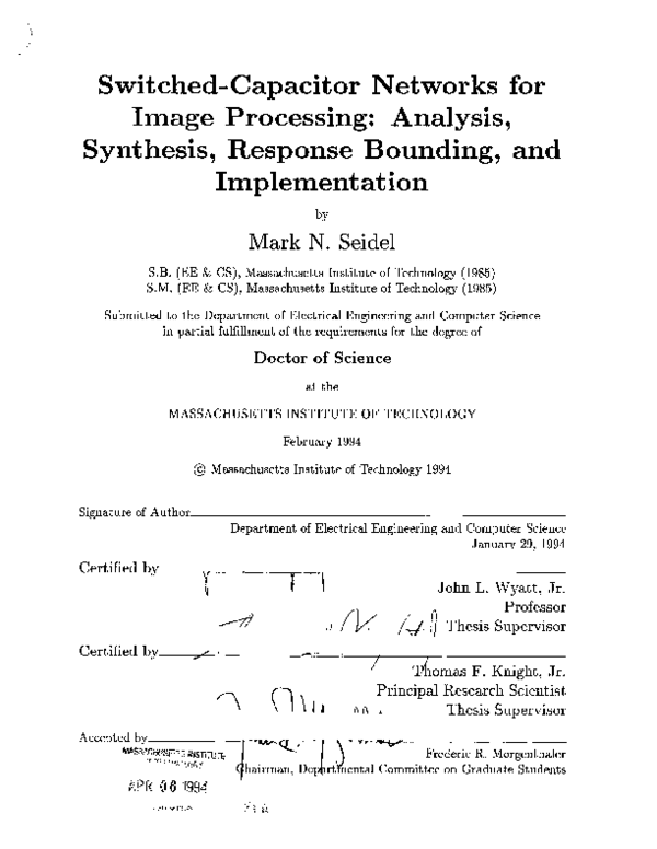 (PDF) Switched-capacitor networks for image processing: analysis, synthesis, response bounding ...