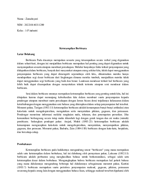 (DOC) Keterampilan Berbicara