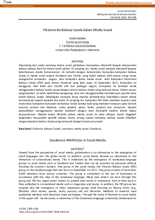 (PDF) Fiksimini Berbahasa Sunda dalam Media Sosial