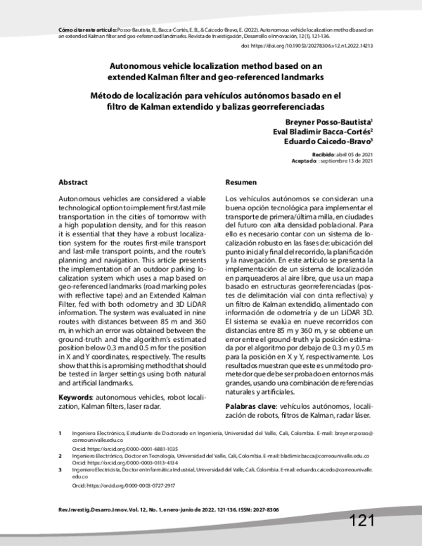 Pdf Autonomous Vehicle Localization Method Based On An Extended Kalman Filter And Geo 
