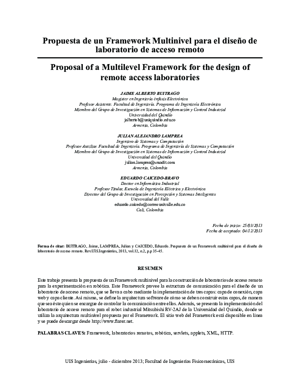 (PDF) Proposal of a Multilevel Framework for the design of remote ...