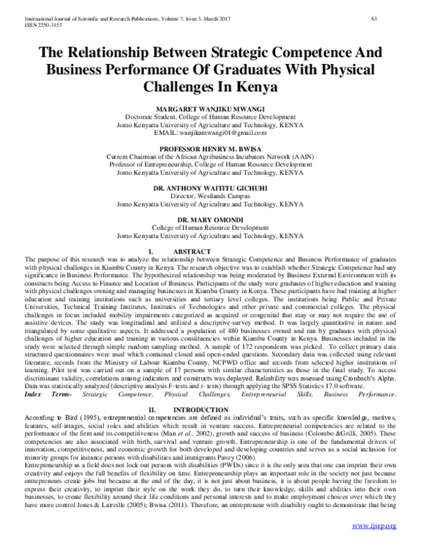 (PDF) The Relationship Between Strategic Competence And Business ...