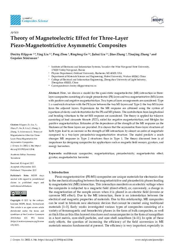 (PDF) Theory of Magnetoelectric Effect for Three-Layer Piezo ...