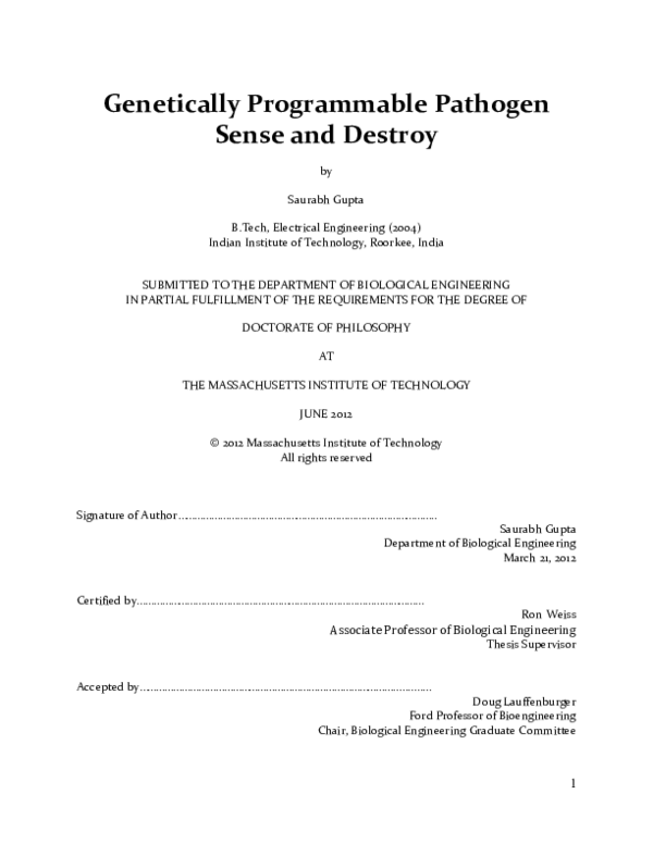 (PDF) Genetically Programmable Pathogen Sense and Destroy