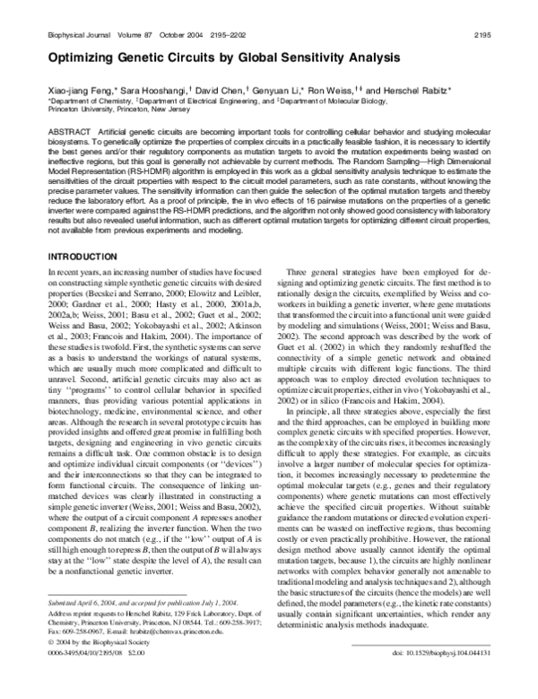 (PDF) Optimizing Genetic Circuits by Global Sensitivity Analysis