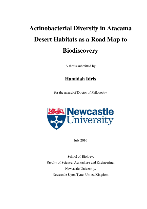 (PDF) Actinobacterial diversity in Atacama Desert habitats as a road map to biodiscovery