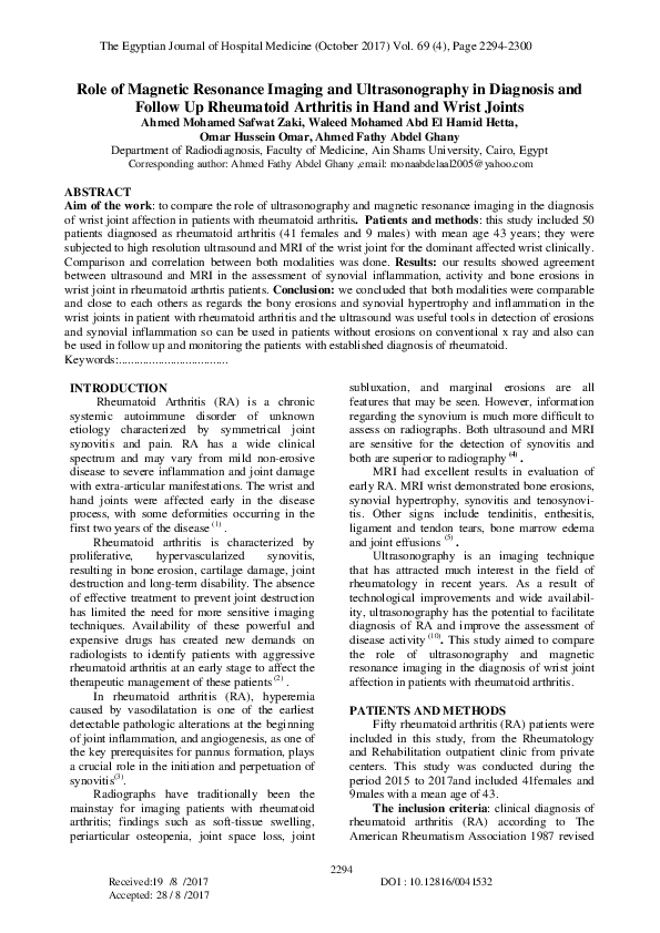 (PDF) Role of magnetic resonance imaging and ultrasonography in ...