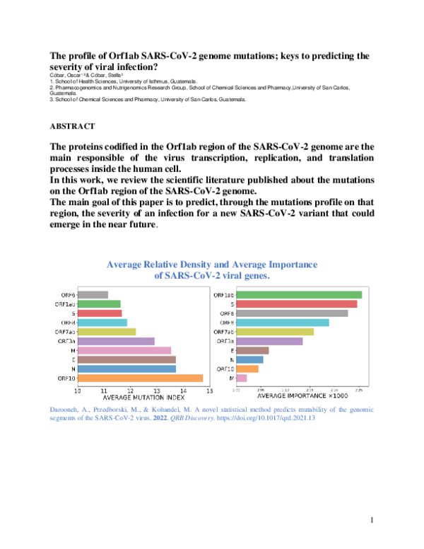 (PDF) The profile of Orf1ab SARS-CoV-2 genome mutations; keys to ...