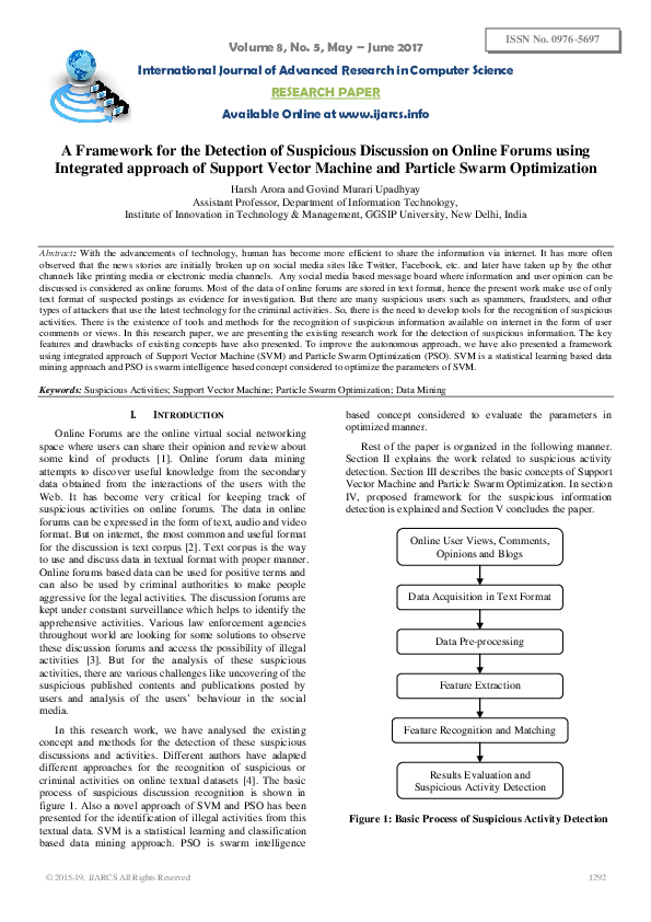(PDF) A Framework for the Detection of Suspicious Discussion on Online ...