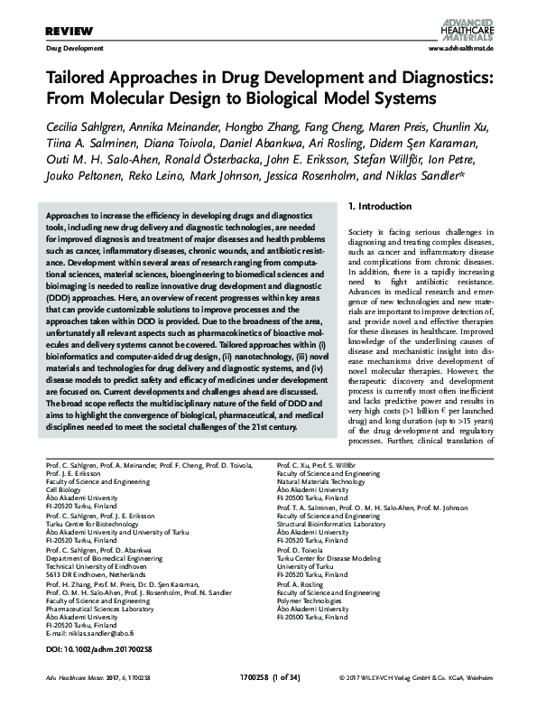 (PDF) Tailored Approaches in Drug Development and Diagnostics: From Molecular Design to ...