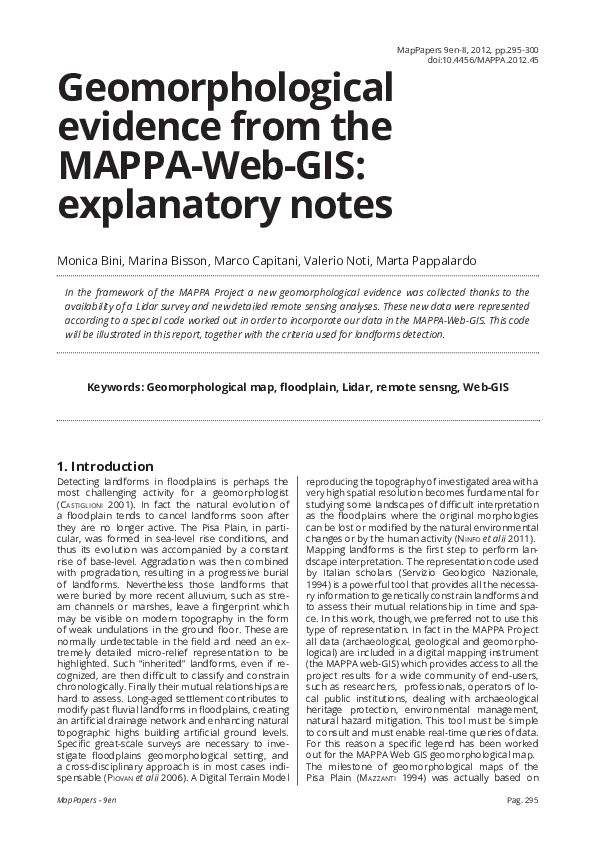 (PDF) Geomorphological evidence from the MAPPA-Web-GIS: explanatory notes