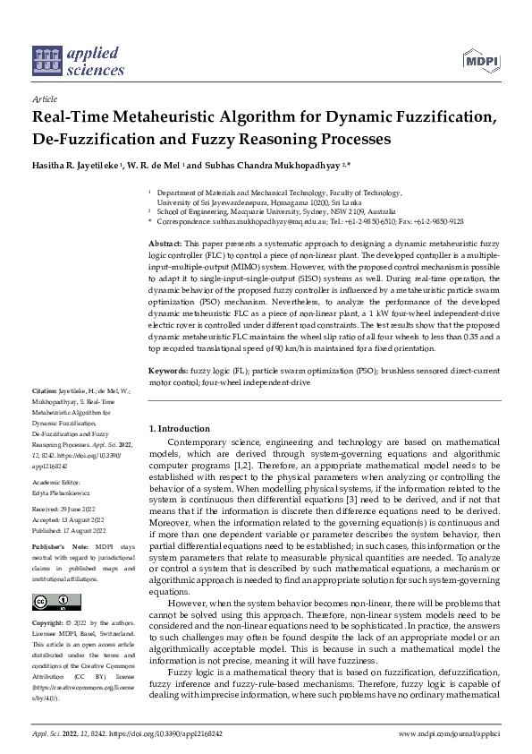 (PDF) Real-Time Metaheuristic Algorithm for Dynamic Fuzzification, De-Fuzzification and Fuzzy ...