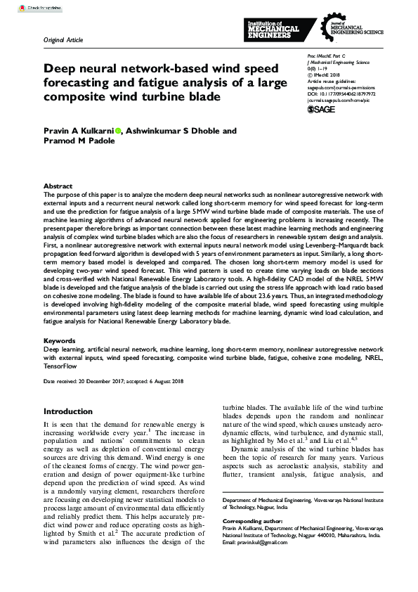 Pdf Deep Neural Network Based Wind Speed Forecasting And Fatigue Analysis Of A Large Composite