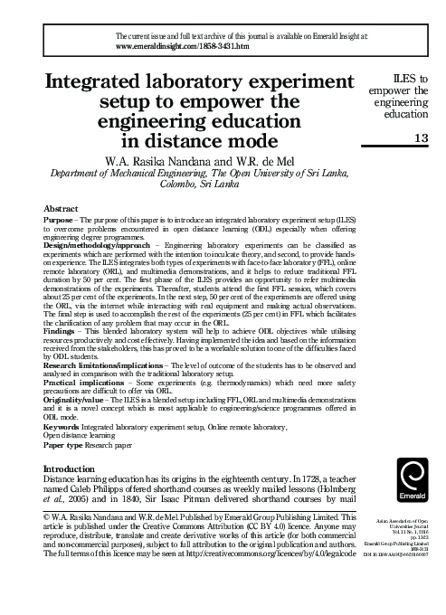 (PDF) Integrated laboratory experiment setup to empower the engineering ...