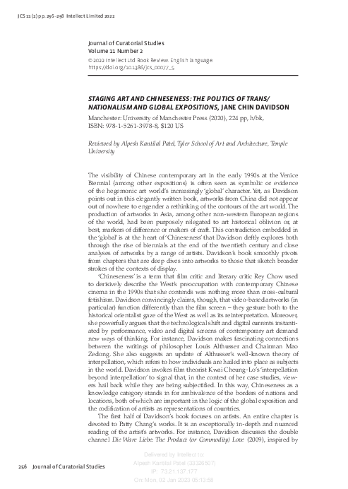 (PDF) Review of Jane Chin Davidson’s Staging art and Chineseness: The ...