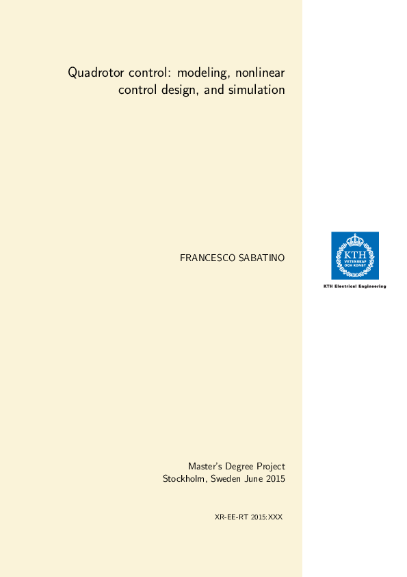 (PDF) Quadrotor control: modeling, nonlinearcontrol design, and simulation