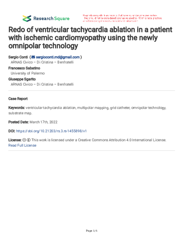 (PDF) Redo of ventricular tachycardia ablation in a patient with ...
